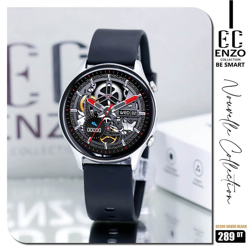Montre Connectée Unisexe Enzo Collection EC200-SILVER-BLACK