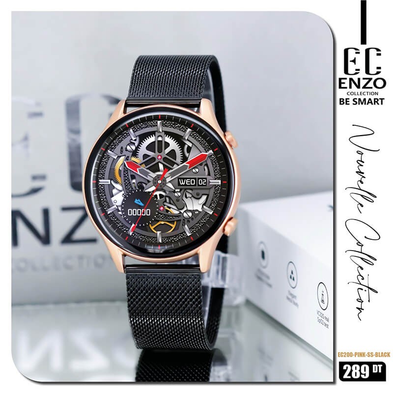 Montre Connectée Homme Enzo Collection EC200-PINK-SS-BLACK