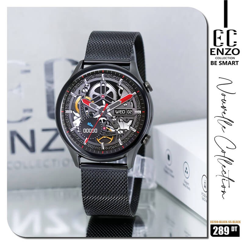 Montre Connectée Homme Enzo Collection EC200-BLACK-SS-BLACK